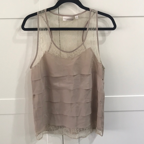 Kenar | Tops | New Beige Lace And Ruffle Tank | Poshmark